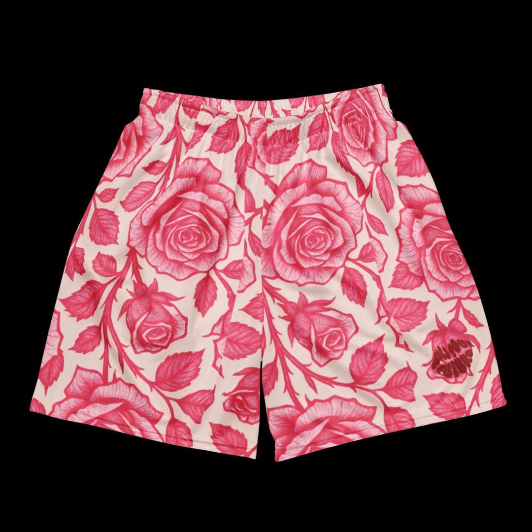 Rose Mesh Basketball Shorts - Mesh Material - Rose Pattern - the Silk ...