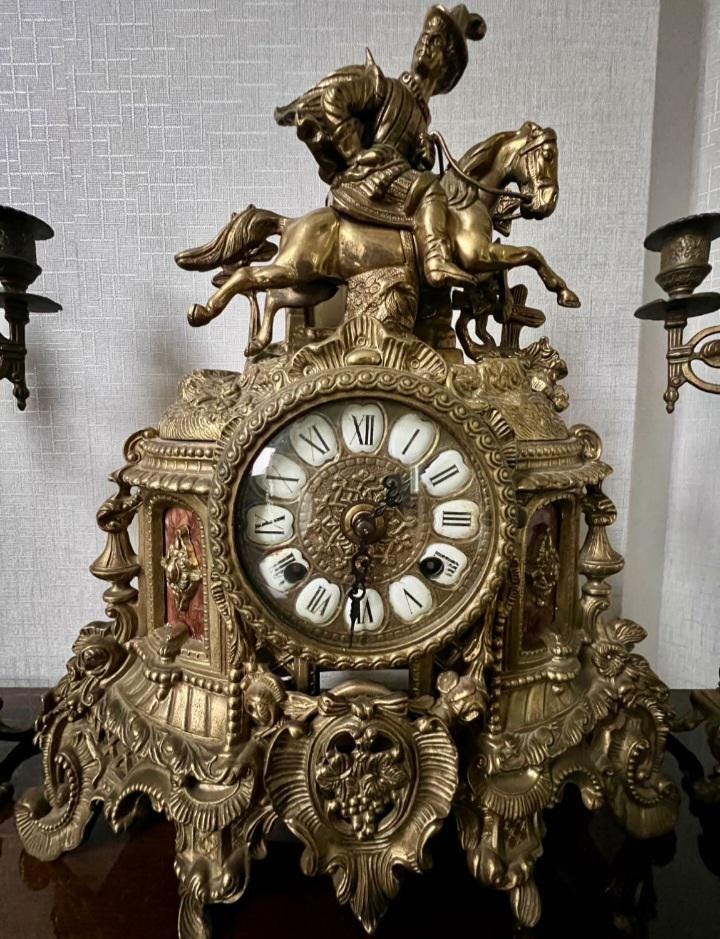 SOLD Epic 19th Century French Bronze Clock Knight on Horseback Mystical ...