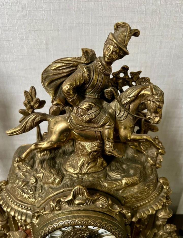 SOLD Epic 19th Century French Bronze Clock Knight on Horseback Mystical ...