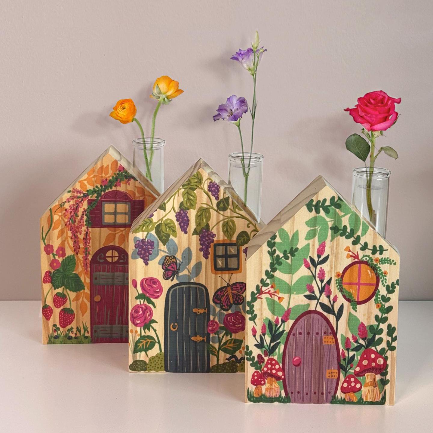 Mushroom House / Wooden Fairy House Vase / Fairy House / Whimsical ...