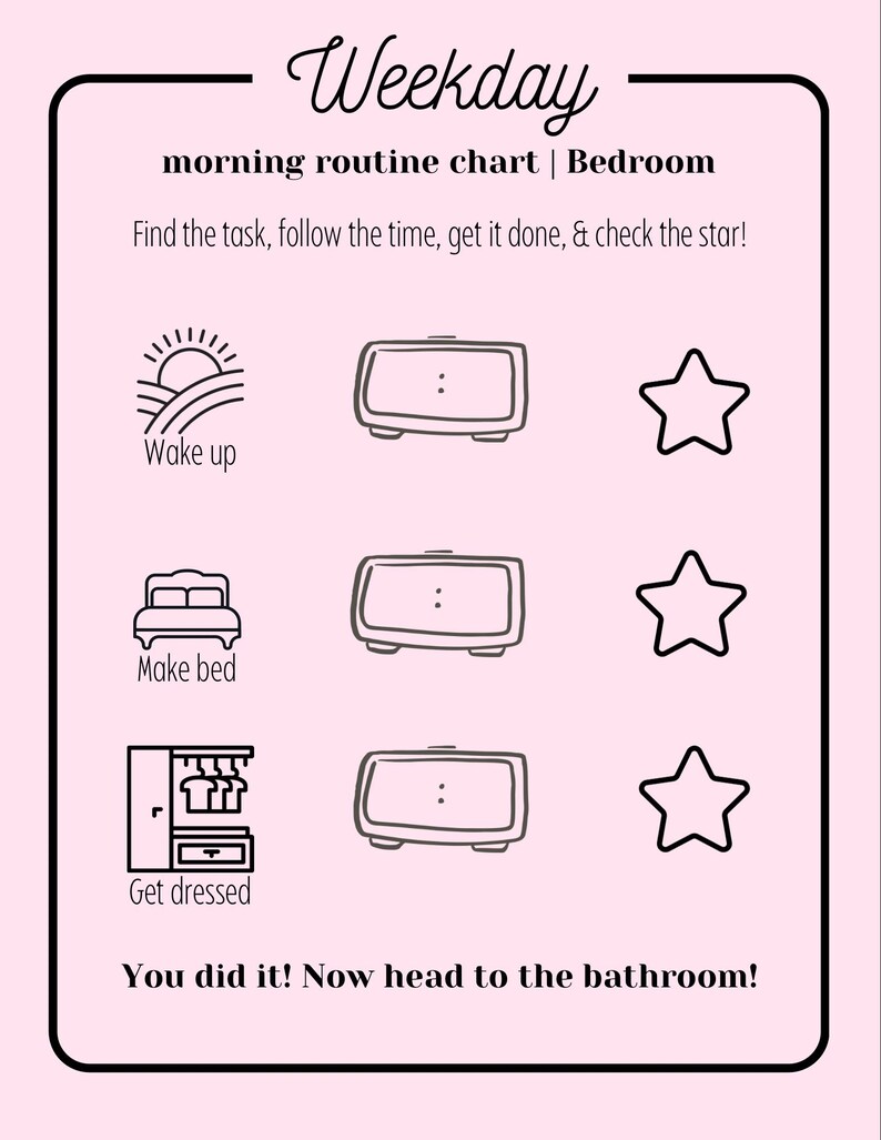 Morning Routine Chart for Girls | Printable Morning Routine Checklist ...