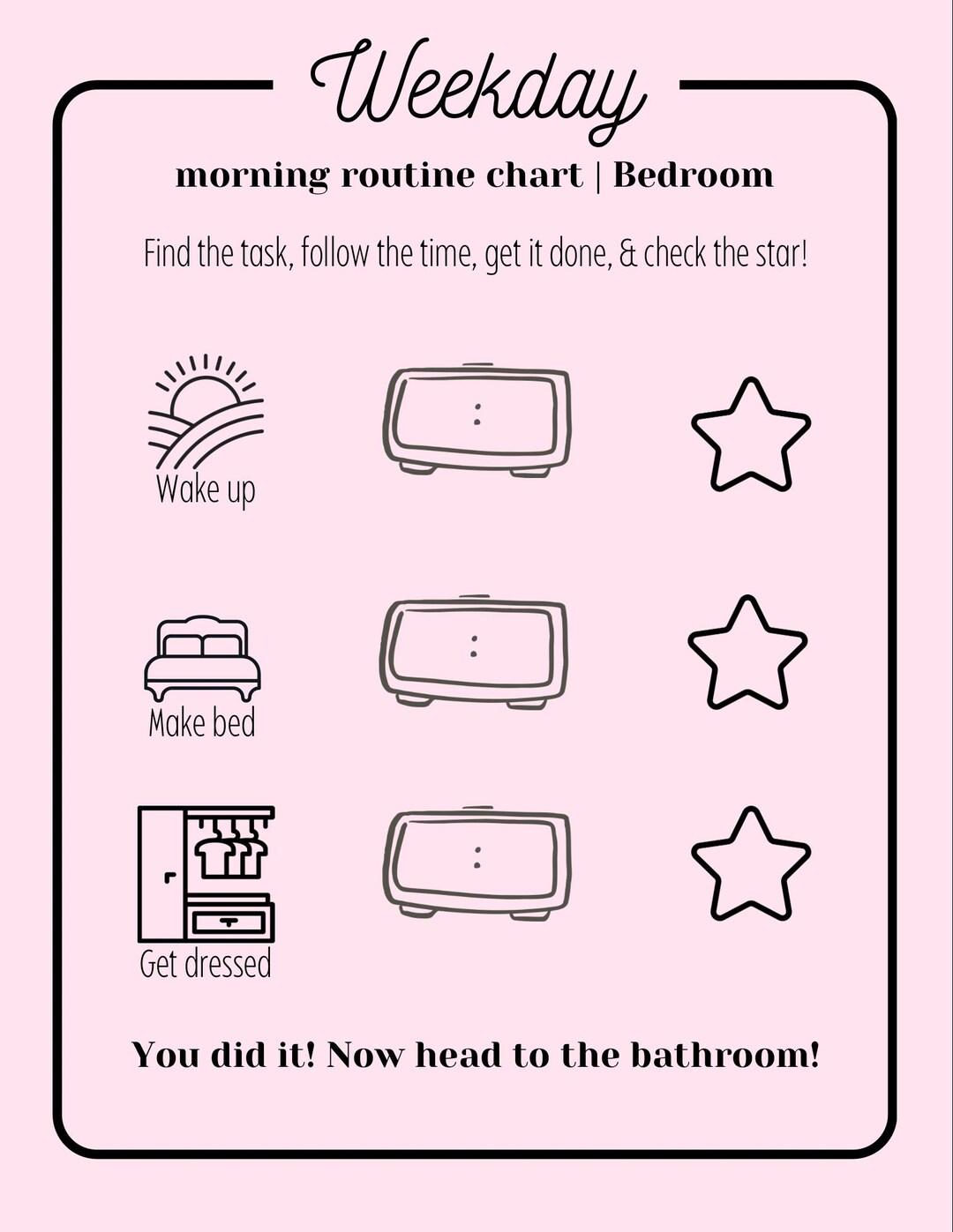 Morning Routine Chart for Girls | Printable Morning Routine Checklist ...