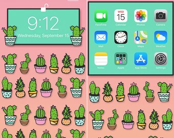Cactus Theme Wallpaper - Etsy
