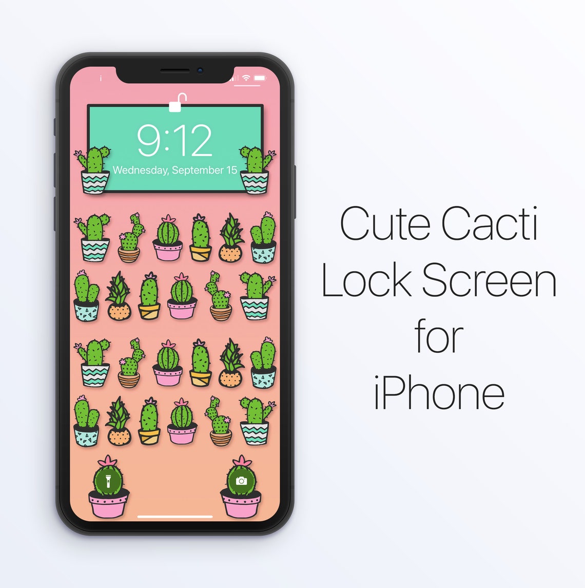 Cute Cacti Happy iPhone Lock Screen Home Screen Wallpaper Download Fun ...