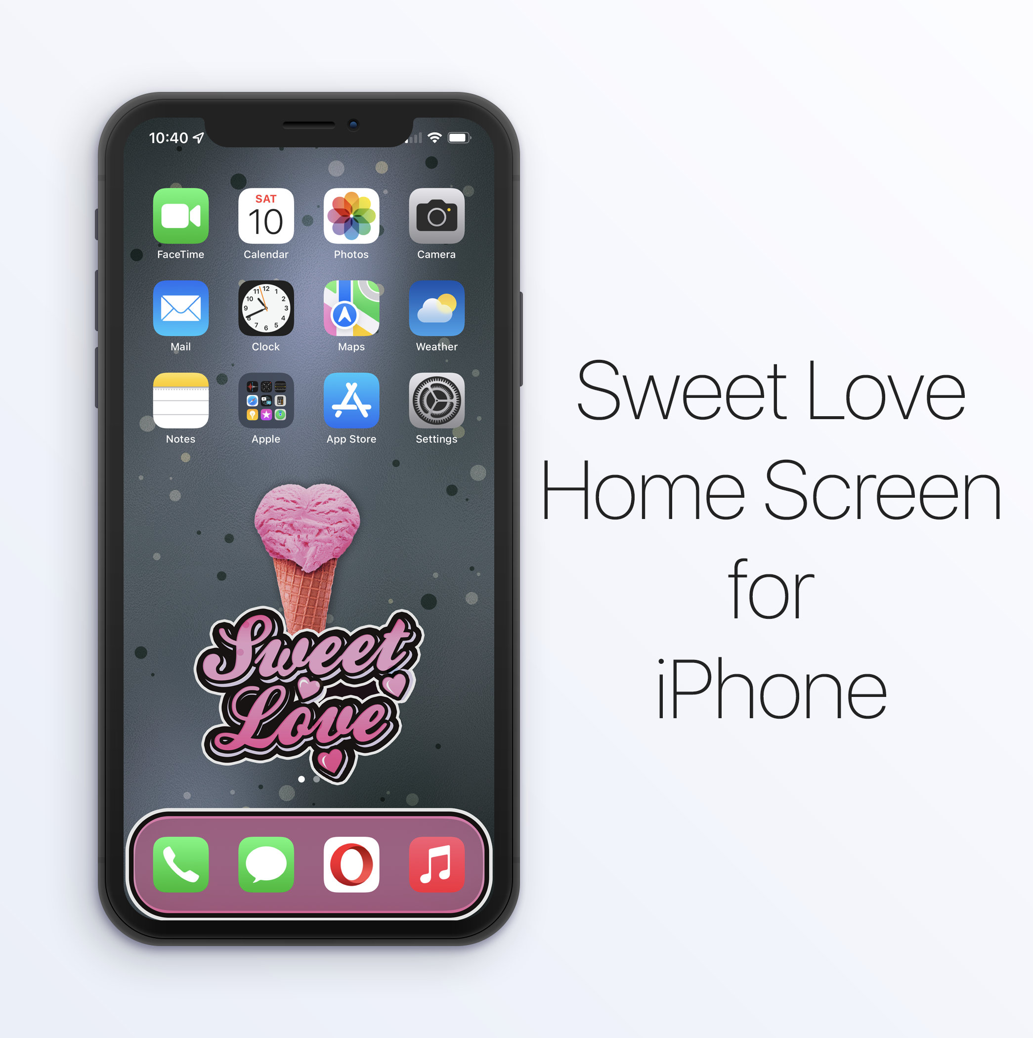 Valentine Heart Love Pink Ice Cream Cute Fun iPhone Lock Screen Home ...