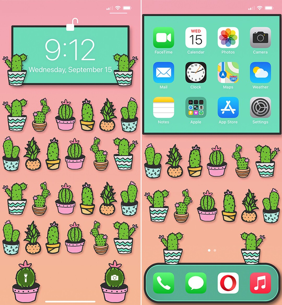 Cute Cacti Happy iPhone Lock Screen Home Screen Wallpaper Download Fun ...
