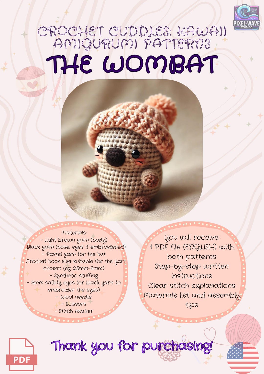 Crochet PATTERN Easy Wombat, Amigurumi Tutorial PDF in English, Crochet ...