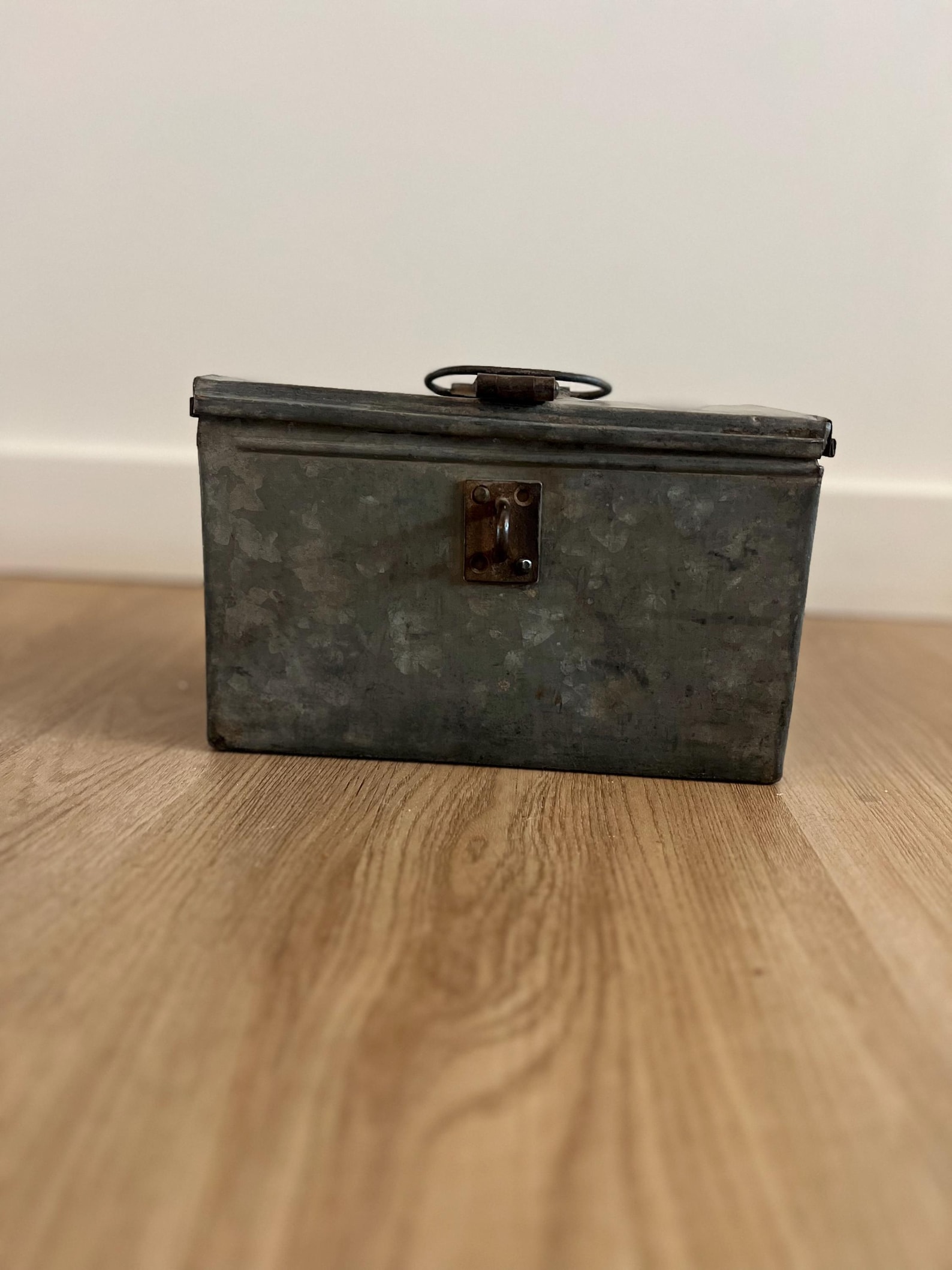 Vintage Gray Galvanized Metal Box - Etsy