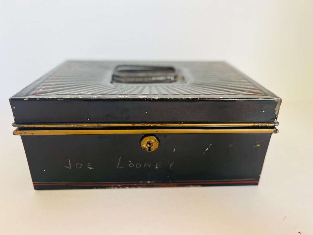 Antique 1800s Metal Cash Bankers Box With Lock - Etsy