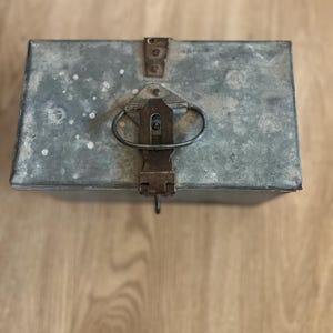 Vintage Gray Galvanized Metal Box - Etsy