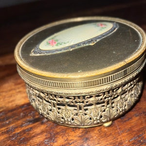 Antique Victorian Gold Powder Box With Glass Insert - Etsy