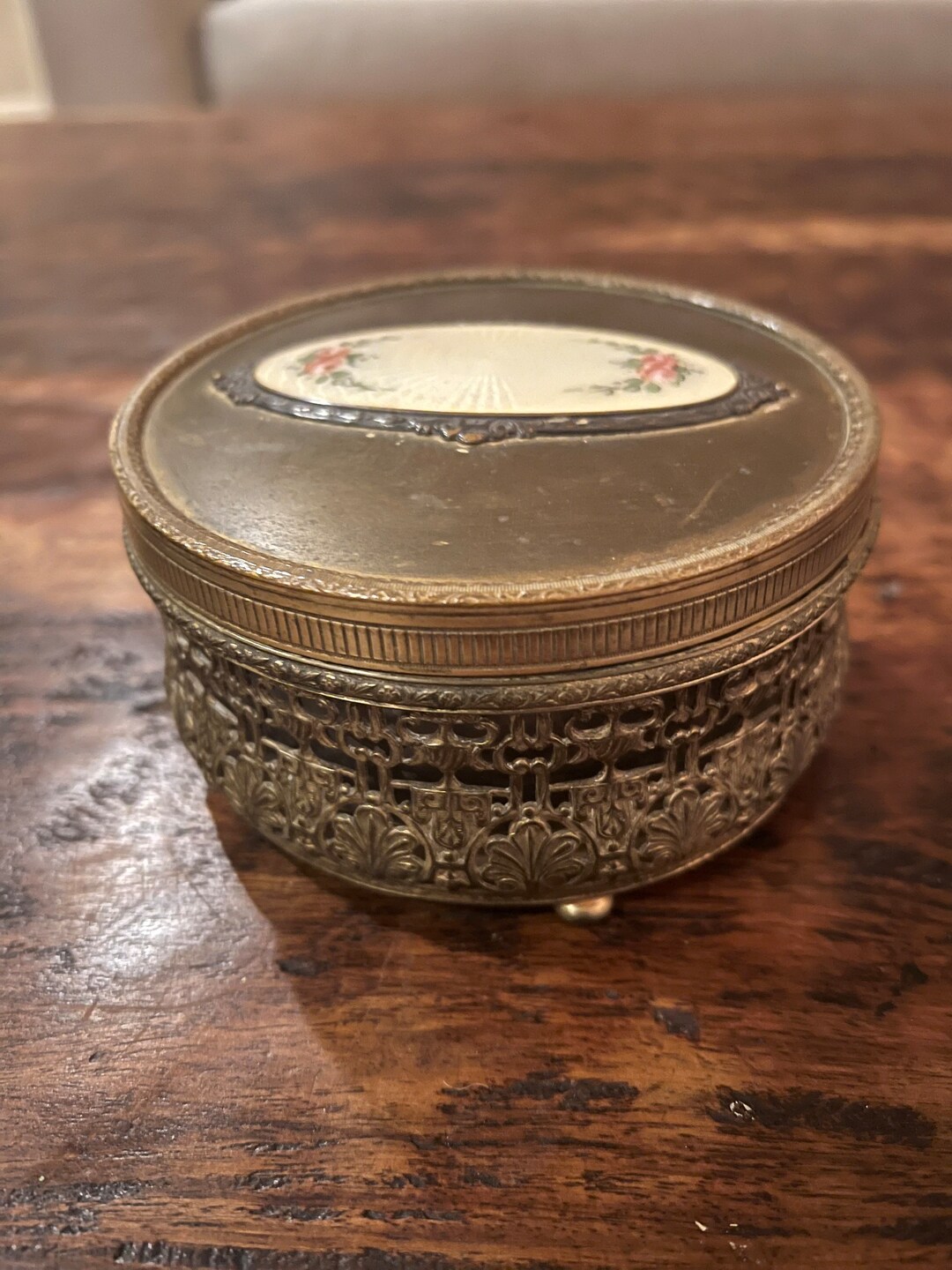 Antique Victorian Gold Powder Box With Glass Insert - Etsy