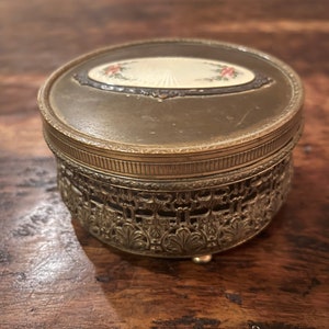 Antique Victorian Gold Powder Box With Glass Insert - Etsy