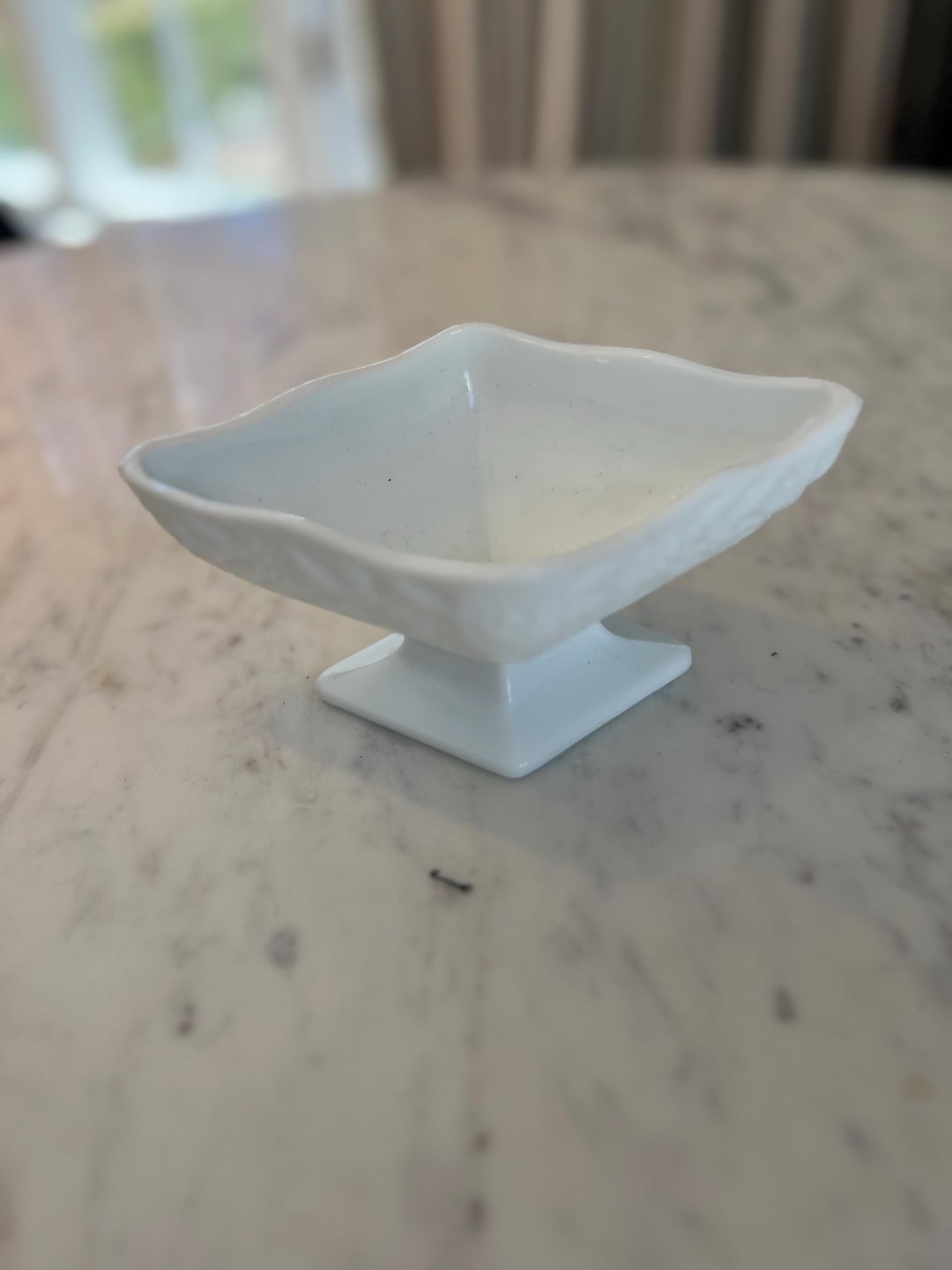 Vintage Milk Glass Diamond Shaped Candy Dish on Pedestal - Etsy