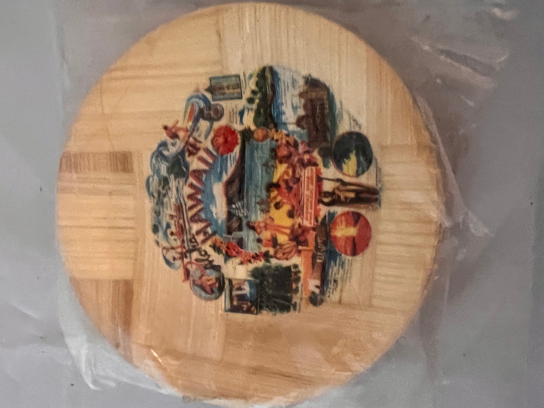 Vintage Bamboo Miniature Plates From Hawaii Still in Wrapping - Etsy