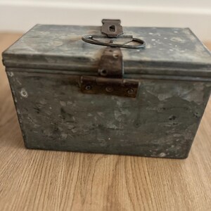 Vintage Gray Galvanized Metal Box - Etsy