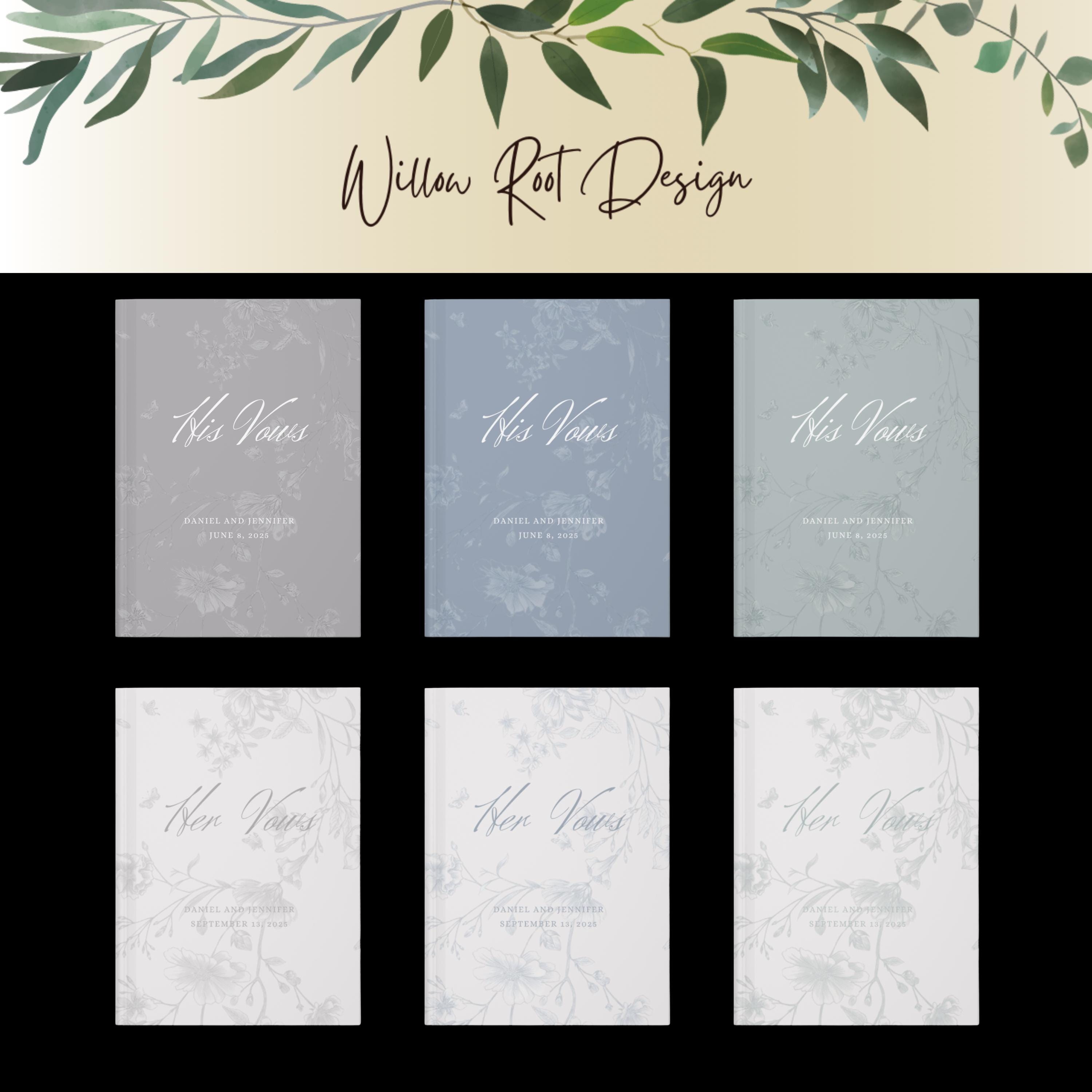 Elegant Wedding Floral Design Book Custom His and Her Vow Toile Pattern ...