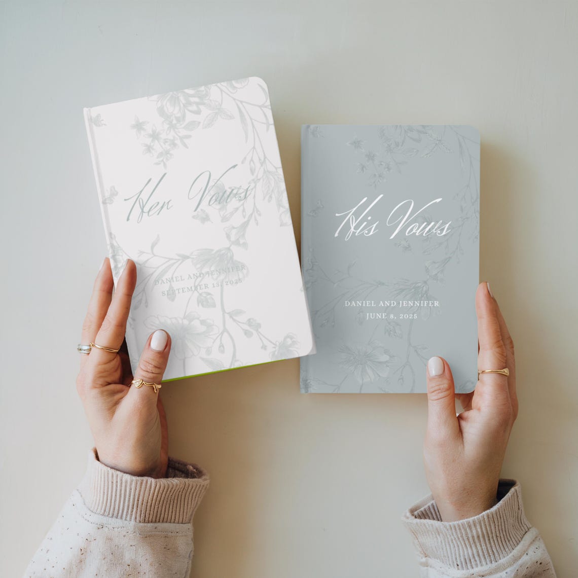 Elegant Wedding Floral Design Book Custom His and Her Vow Toile Pattern ...