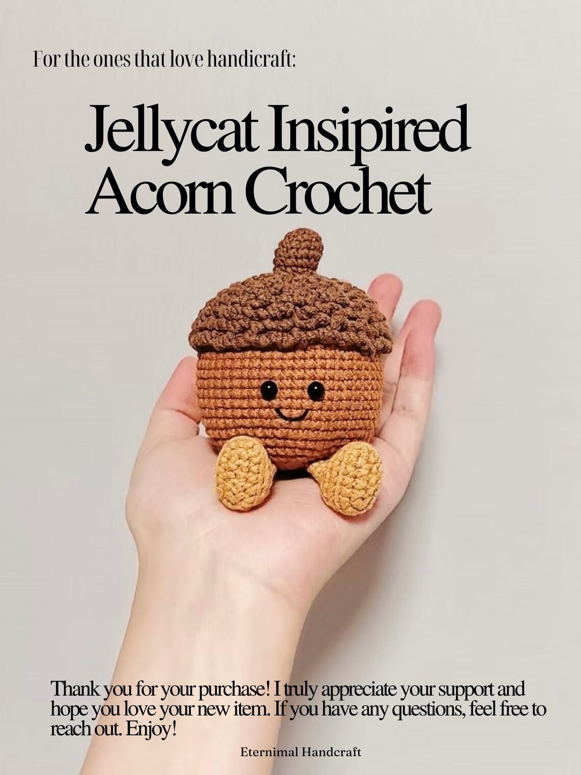 Jellycat Inspired Acorn Crochet Pattern DIY Knitted Plush Toy Tutorial ...