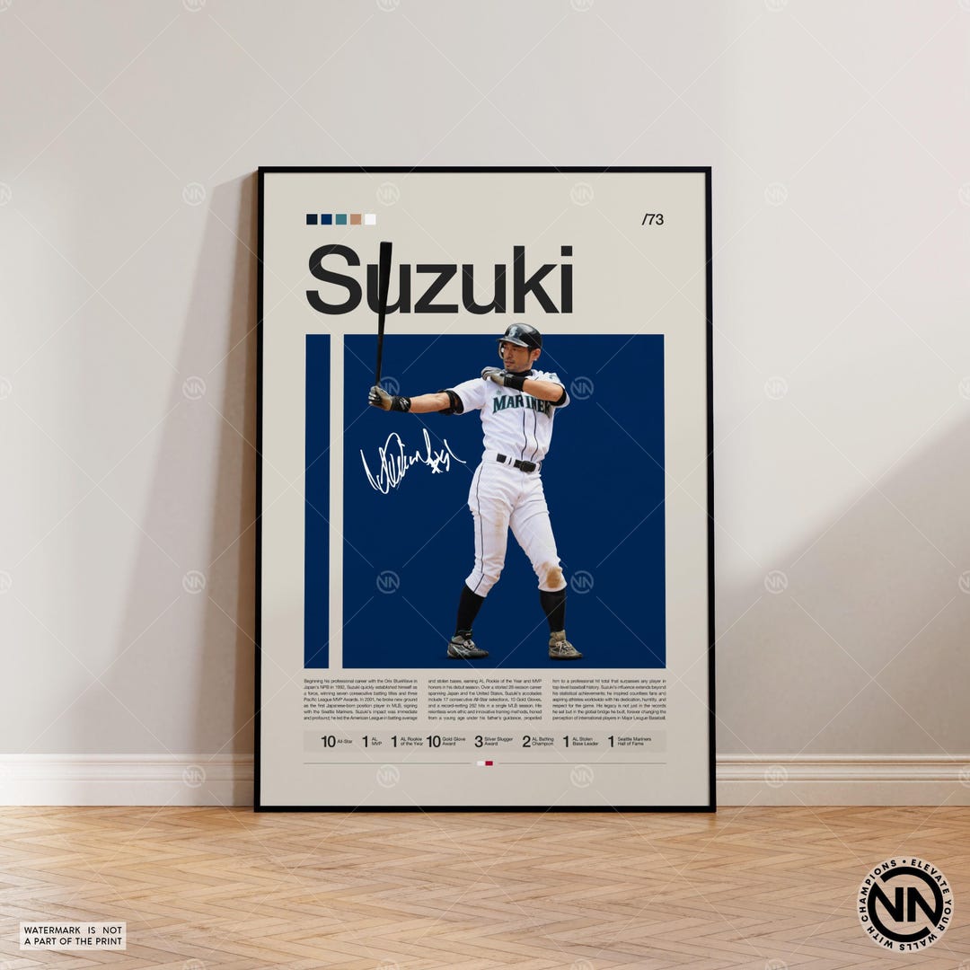 Ichiro Suzuki Poster, Seattle Mariners, Baseball Prints, Sports Poster ...