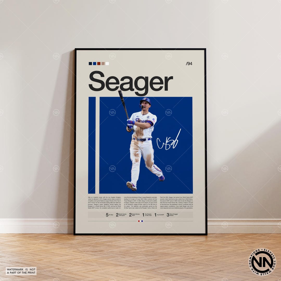 Corey Seager Poster, Texas Rangers Poster, Baseball Prints, Sports ...