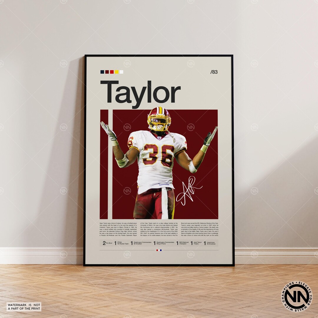 Sean Taylor Poster, Washington Football Poster, NFL Poster, Sports ...