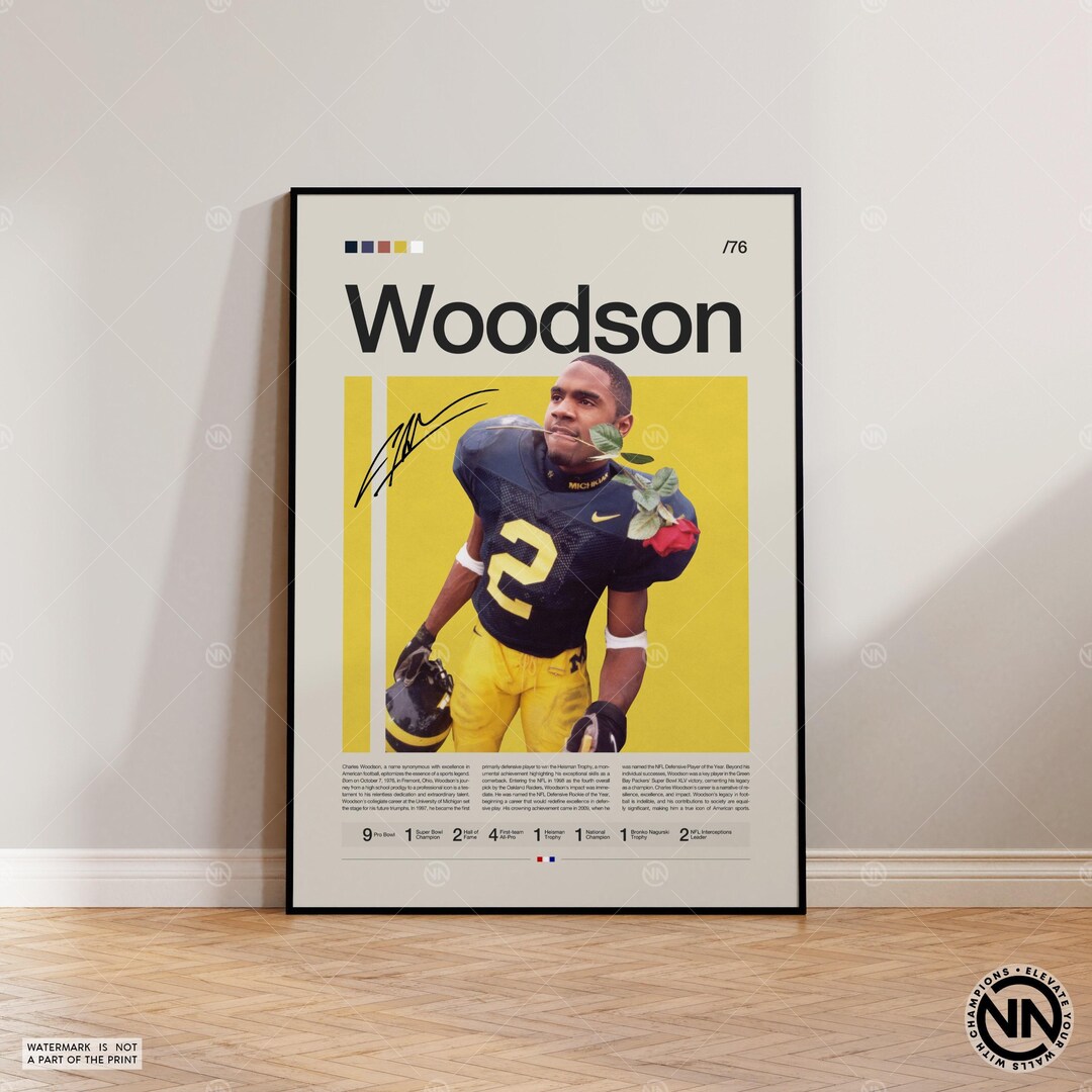 Charles Woodson Poster, Michigan Wolverines, NFL Poster, Sports Poster ...