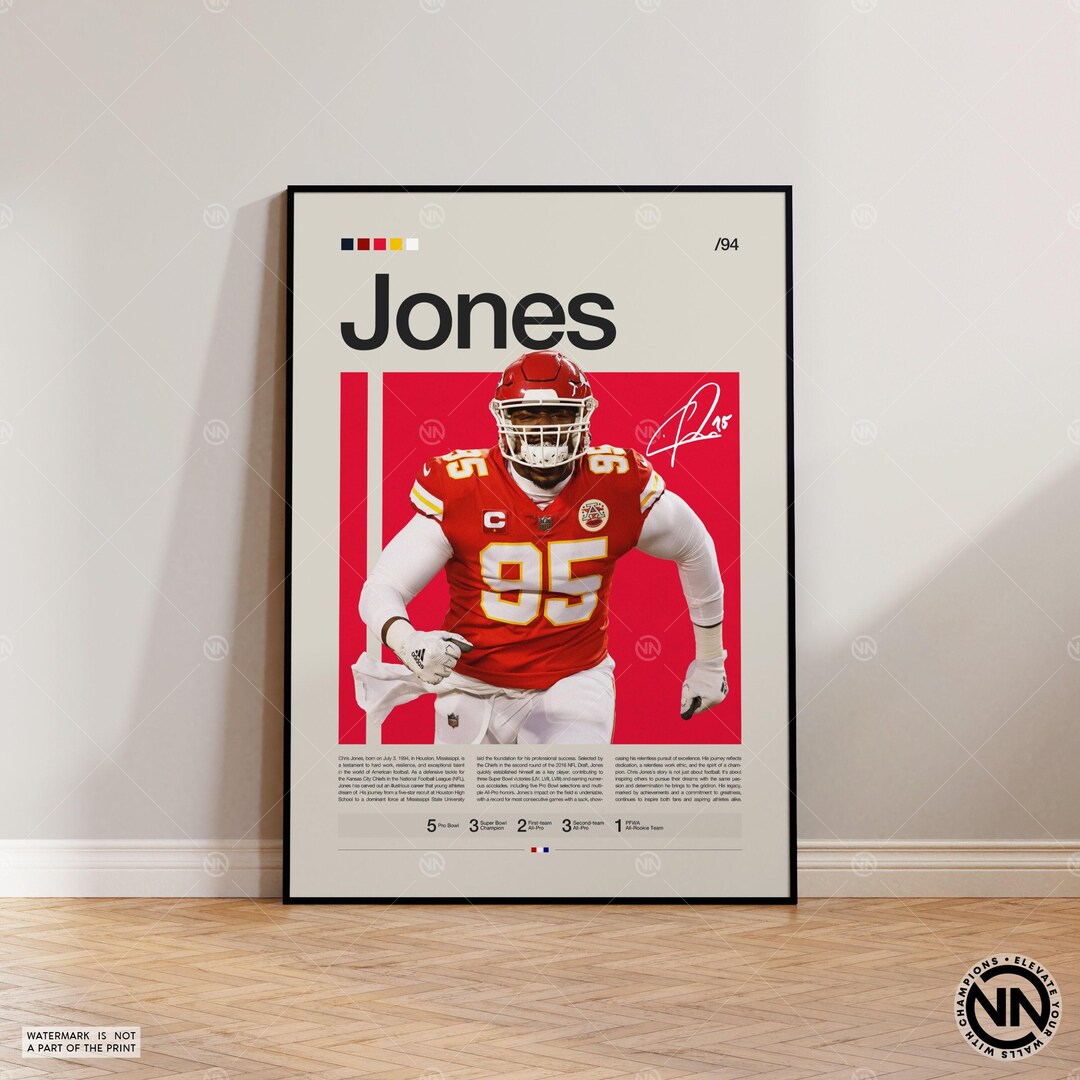 Chris Jones Poster, Kansas City Chiefs Print, NFL Poster, Sports Poster ...