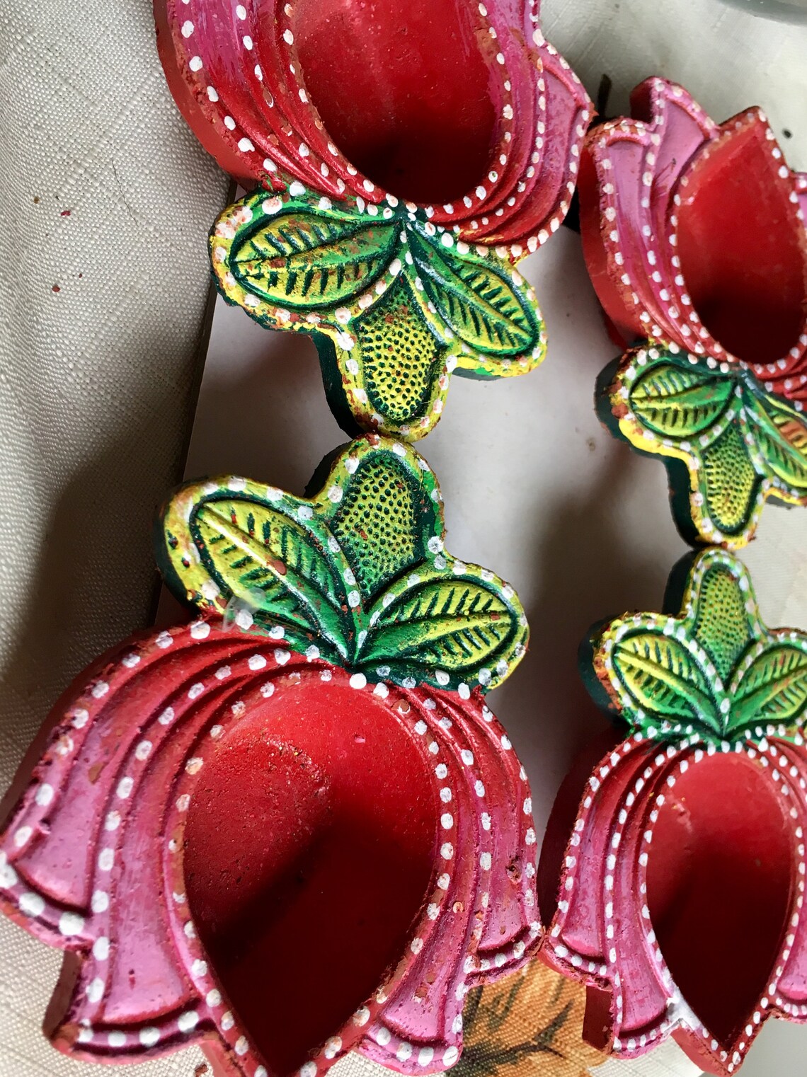 Set of 4 Clay Diya - Handmade Clay Smudge Pot Dish Diya Pot - Diwali ...