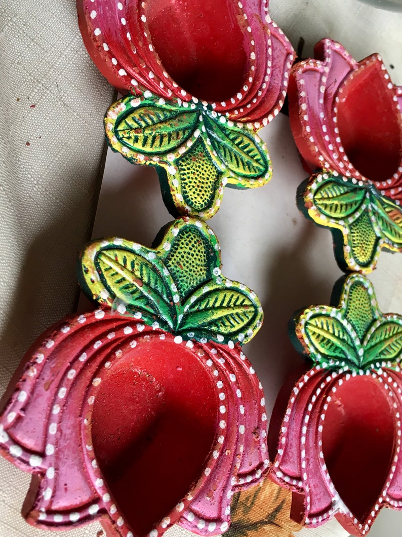 Set of 4 Clay Diya - Handmade Clay Smudge Pot Dish Diya Pot - Diwali ...