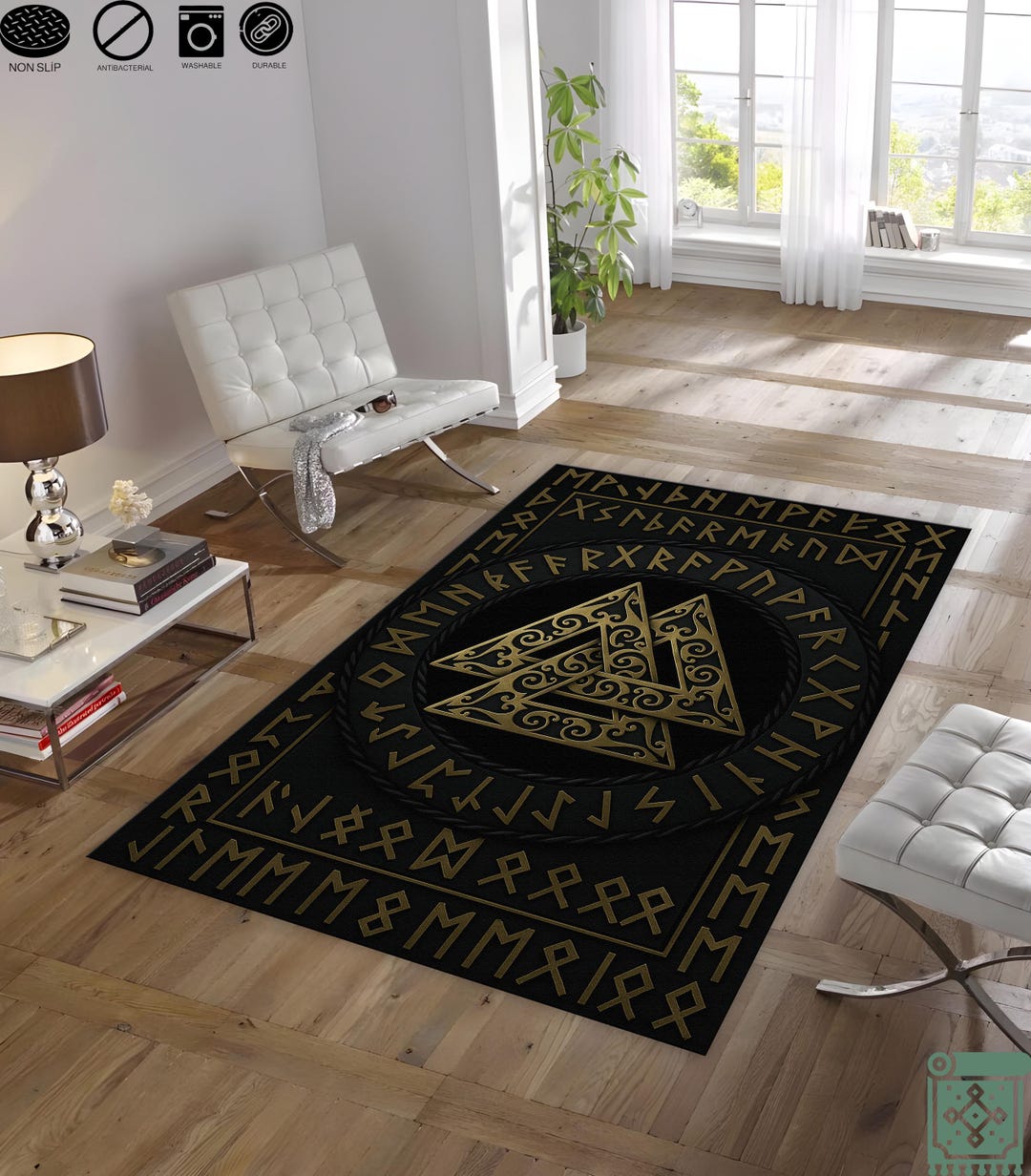 Nordic Rug | Viking Rug | Valknut Norse Pagan Rug | Scandinavian ...