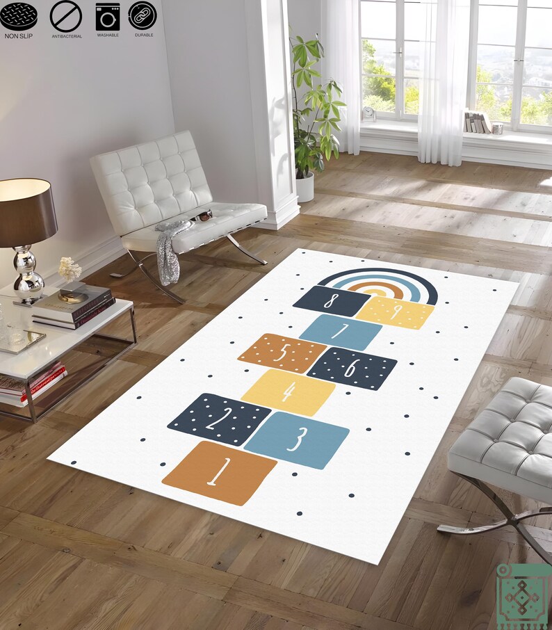 Customizable Hopscotch Play Soft Rug | Learning Number Kids Rug | Kid's ...