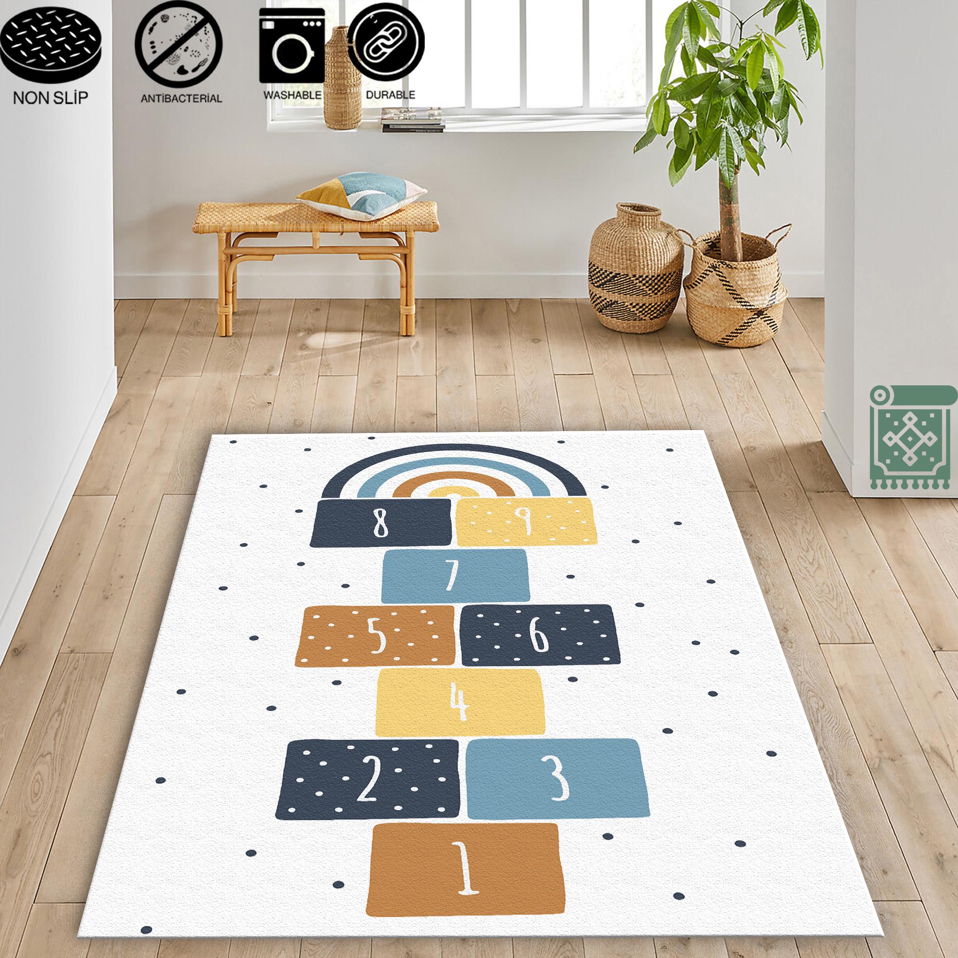 Customizable Hopscotch Play Soft Rug | Learning Number Kids Rug | Kid's ...