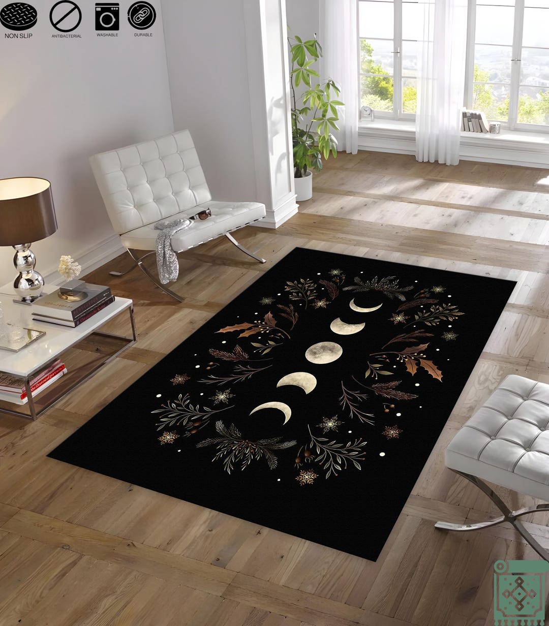 Crescent Moon Area Rug | Dark Cottagecore Design | Aesthetic Room Decor ...