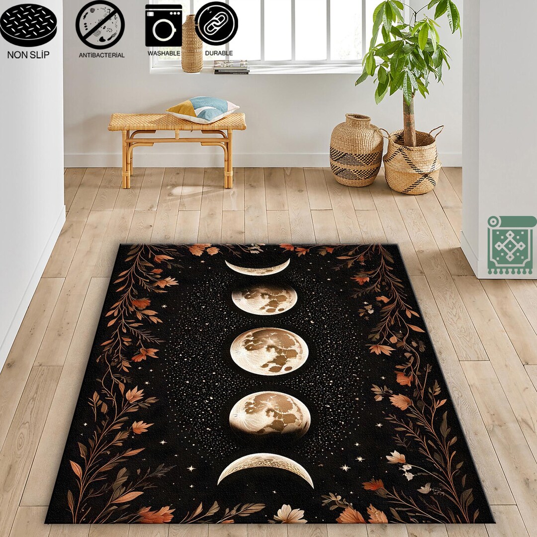 Crescent Moon Area Rug | Dark Cottagecore Design | Aesthetic Room Decor ...