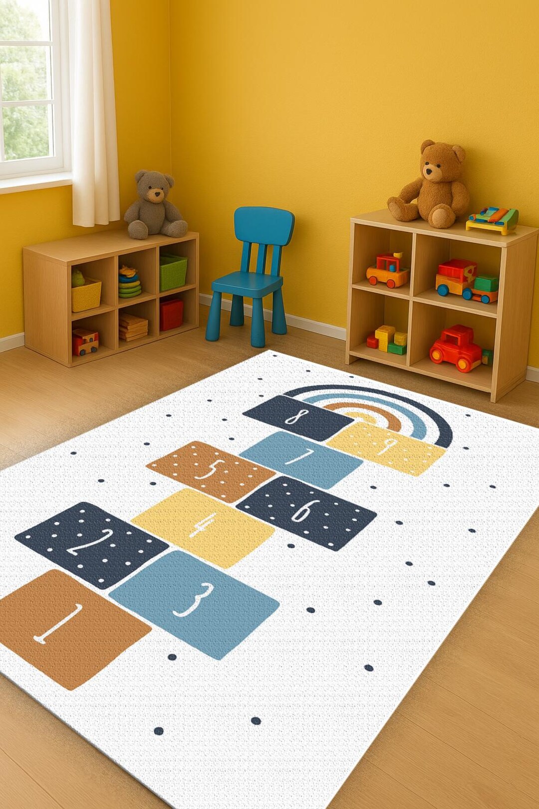 Customizable Hopscotch Play Soft Rug | Learning Number Kids Rug | Kid's ...