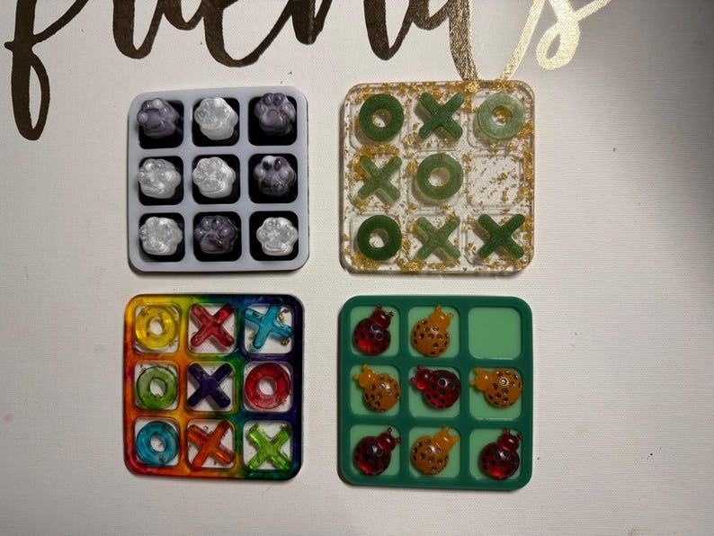 Handmade Resin Tic-tac-toe Game, Rainbow, Ladybug, Pawprint Designs - Etsy