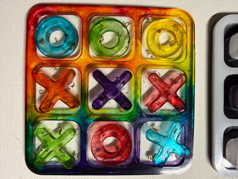 Handmade Resin Tic-tac-toe Game, Rainbow, Ladybug, Pawprint Designs - Etsy