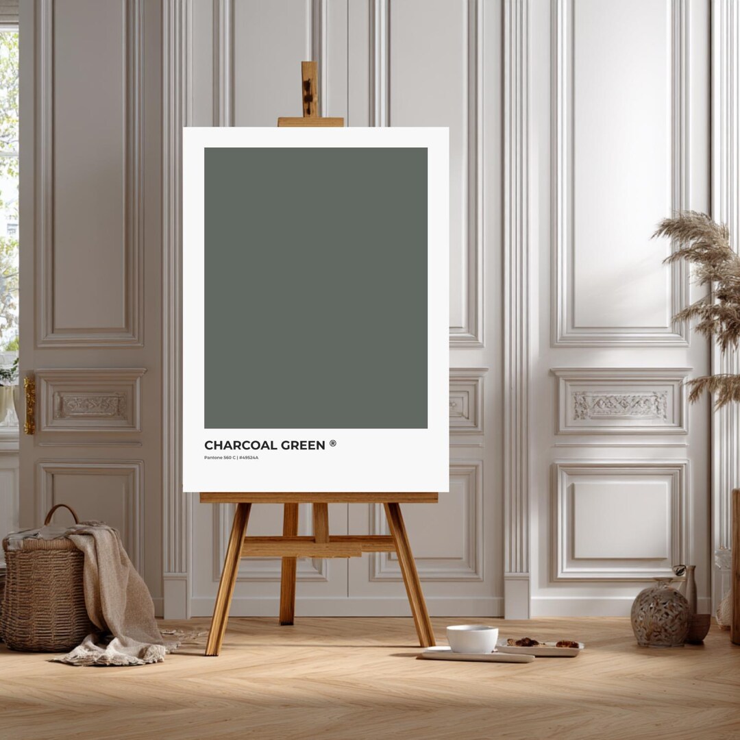 Charcoal Green Pantone Poster – Dark Green Color Swatch Wall Art ...