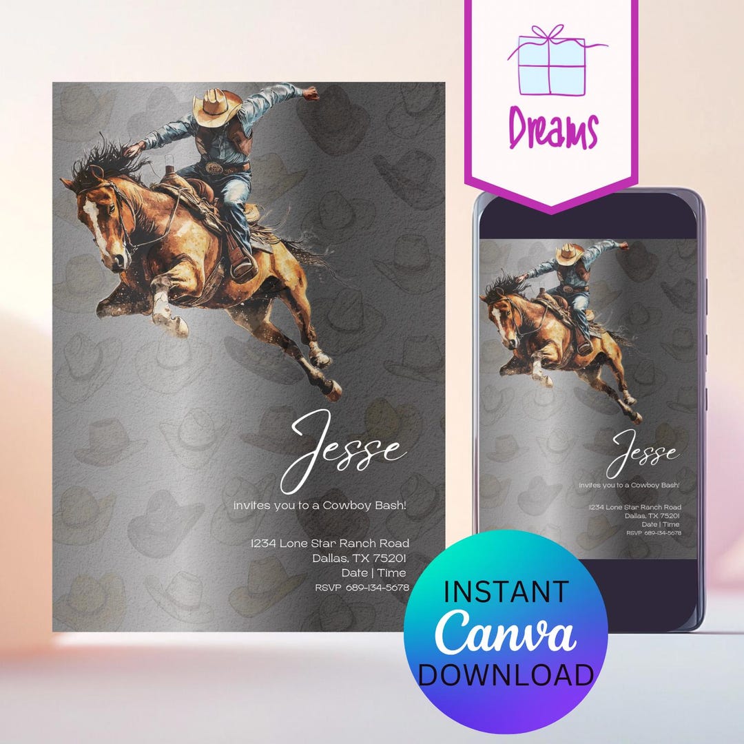 Editable Cowboy Party Invitation for Real Cowboys, Western Theme ...