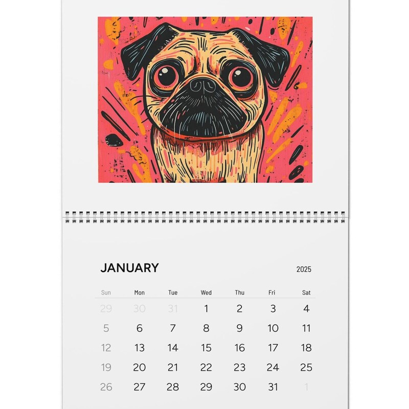 Pug Calendar - Etsy