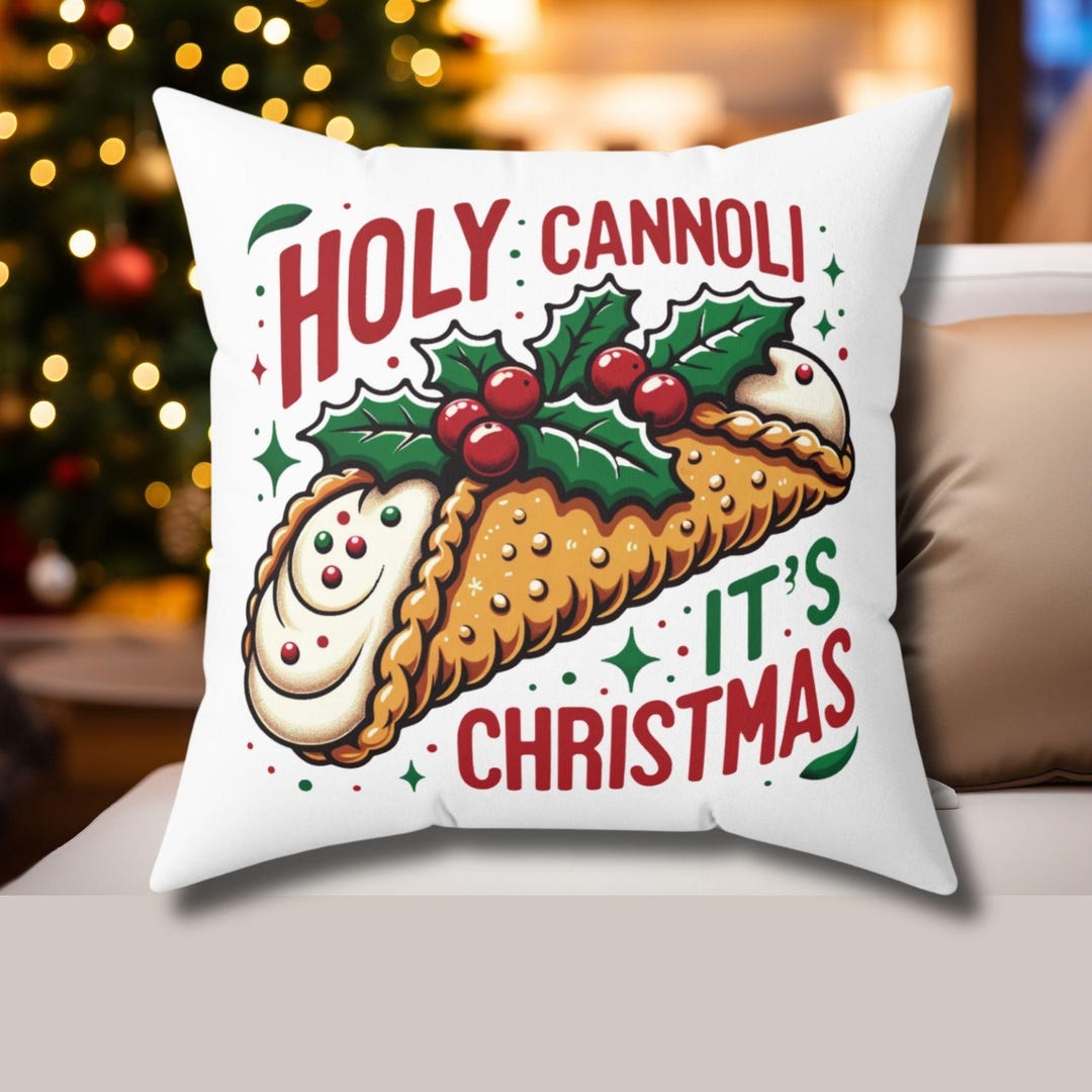Cozy Cannoli Christmas Pillow, Italian Holiday Decor, Housewarming ...