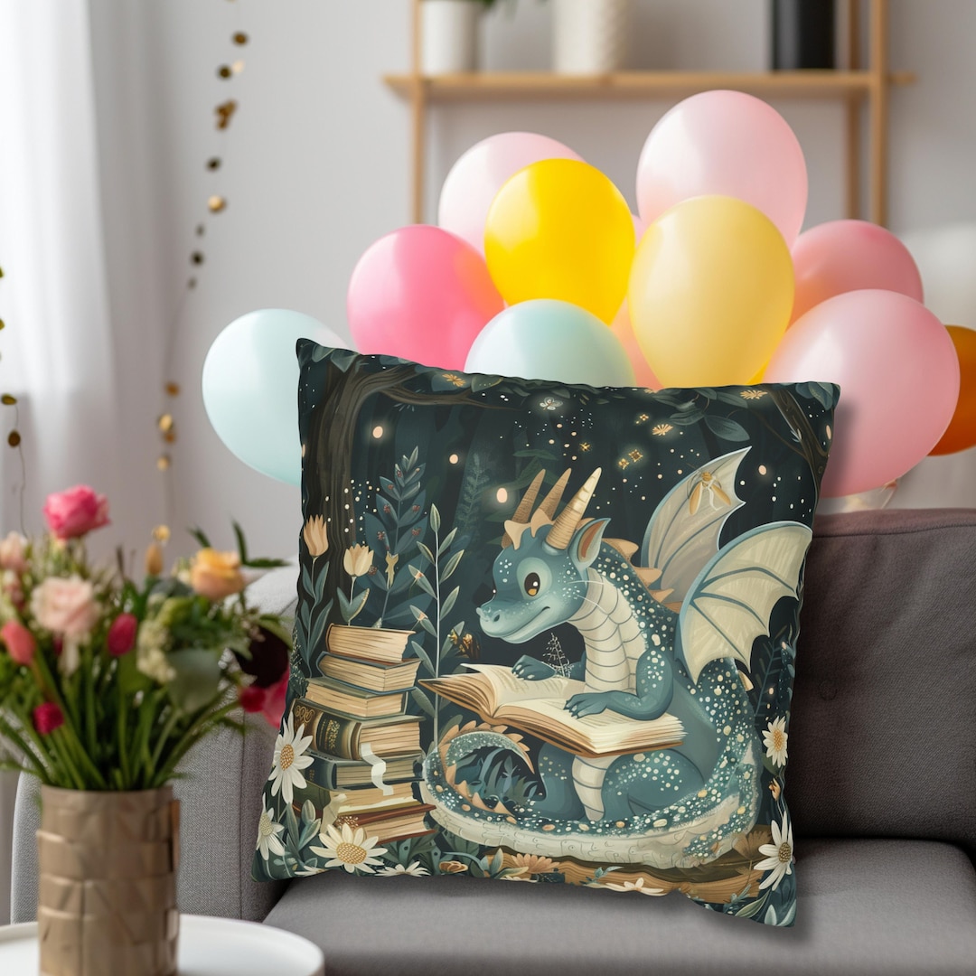 Dragon Book Nook Pillow Cover for Kids, Library Reading Nook Pillow ...