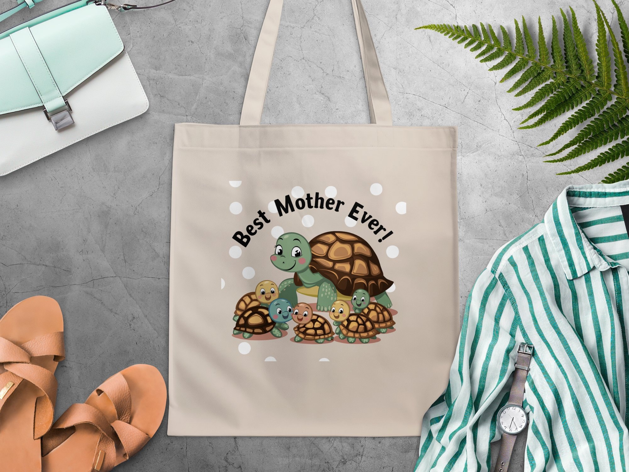 Best Mother Ever Turtle Tote Bag, Cute Mother Tortoise With Babies ...