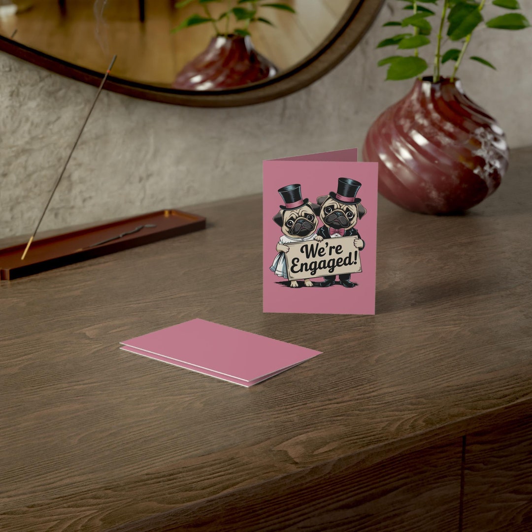 Engaged Announcement Card, Funny Announce I'm Engaged, Perfect for Pug ...