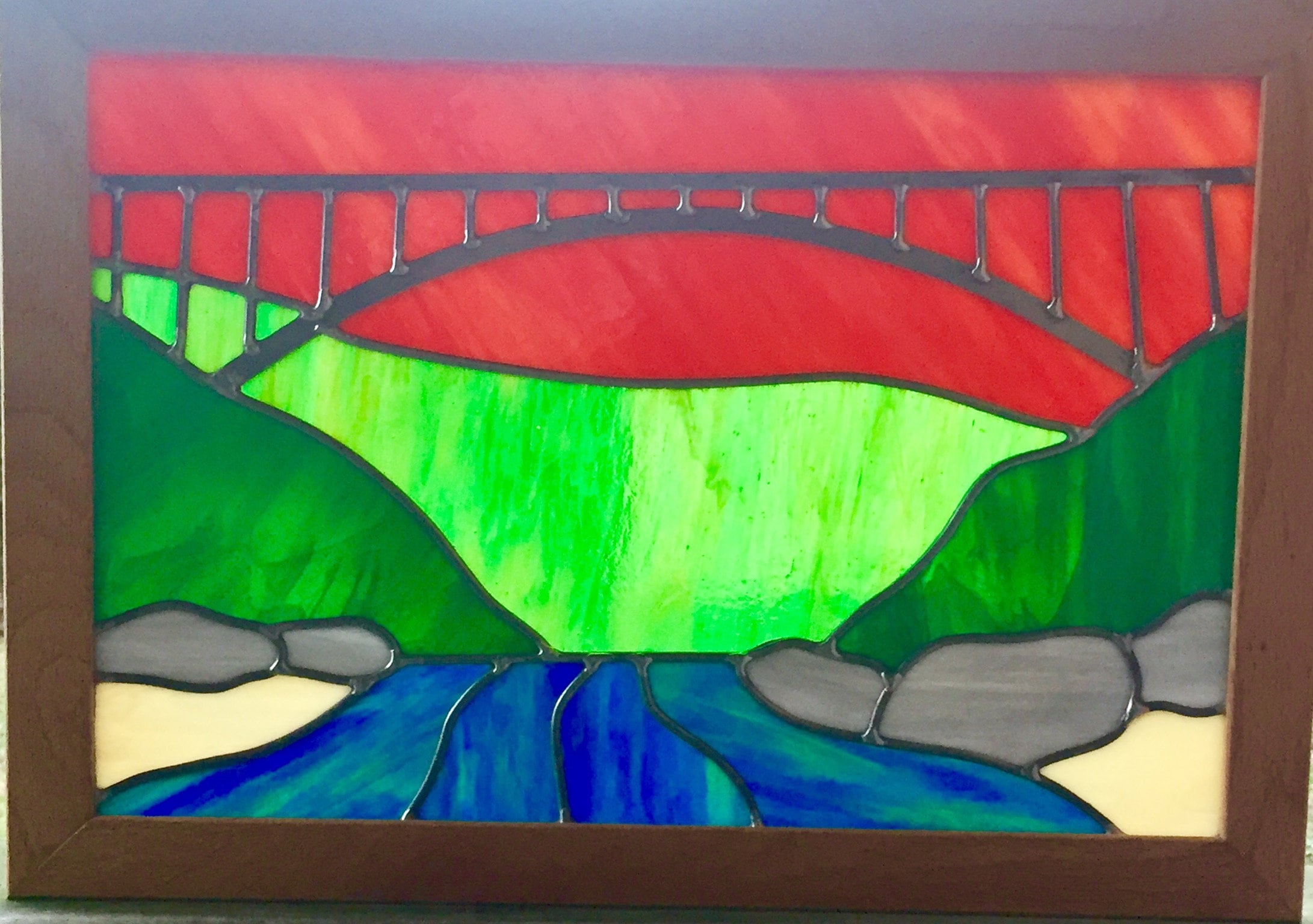 New River Gorge Bridge Sunset Sky Stained Glass Panel Framed - Etsy