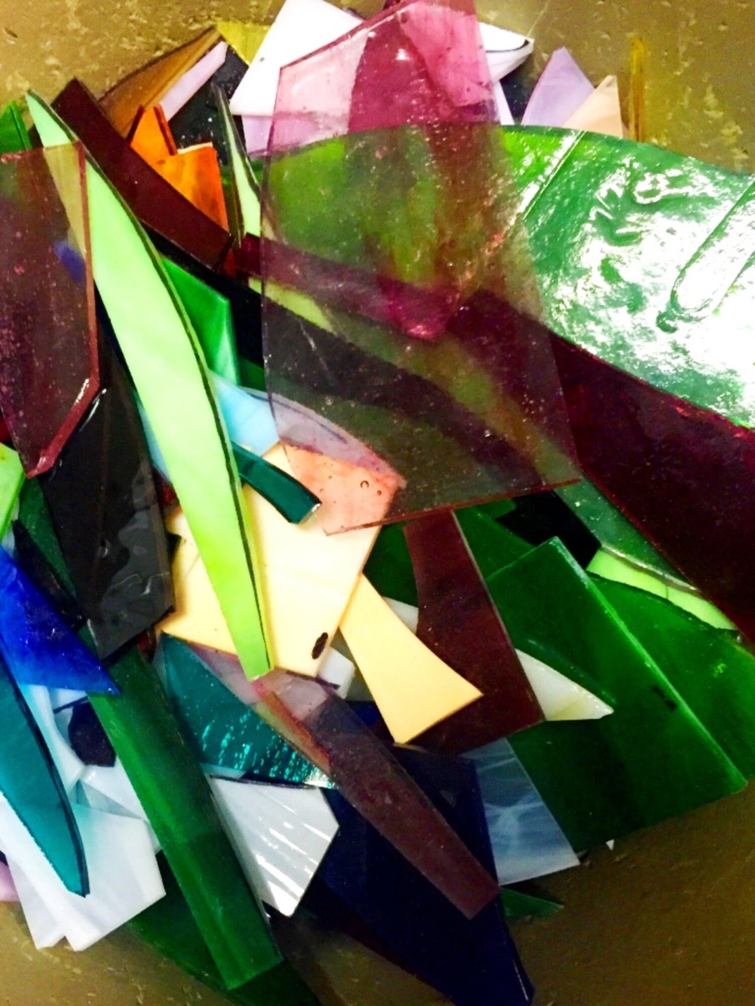 Materials Glass Art Grab Bag of Stained Glass Scrap Pieces 1lb Assorted ...