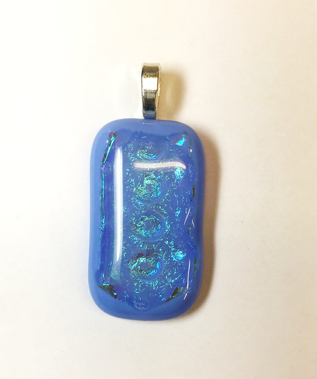 Clear Stream Dichroic Fused Glass Pendant - Etsy