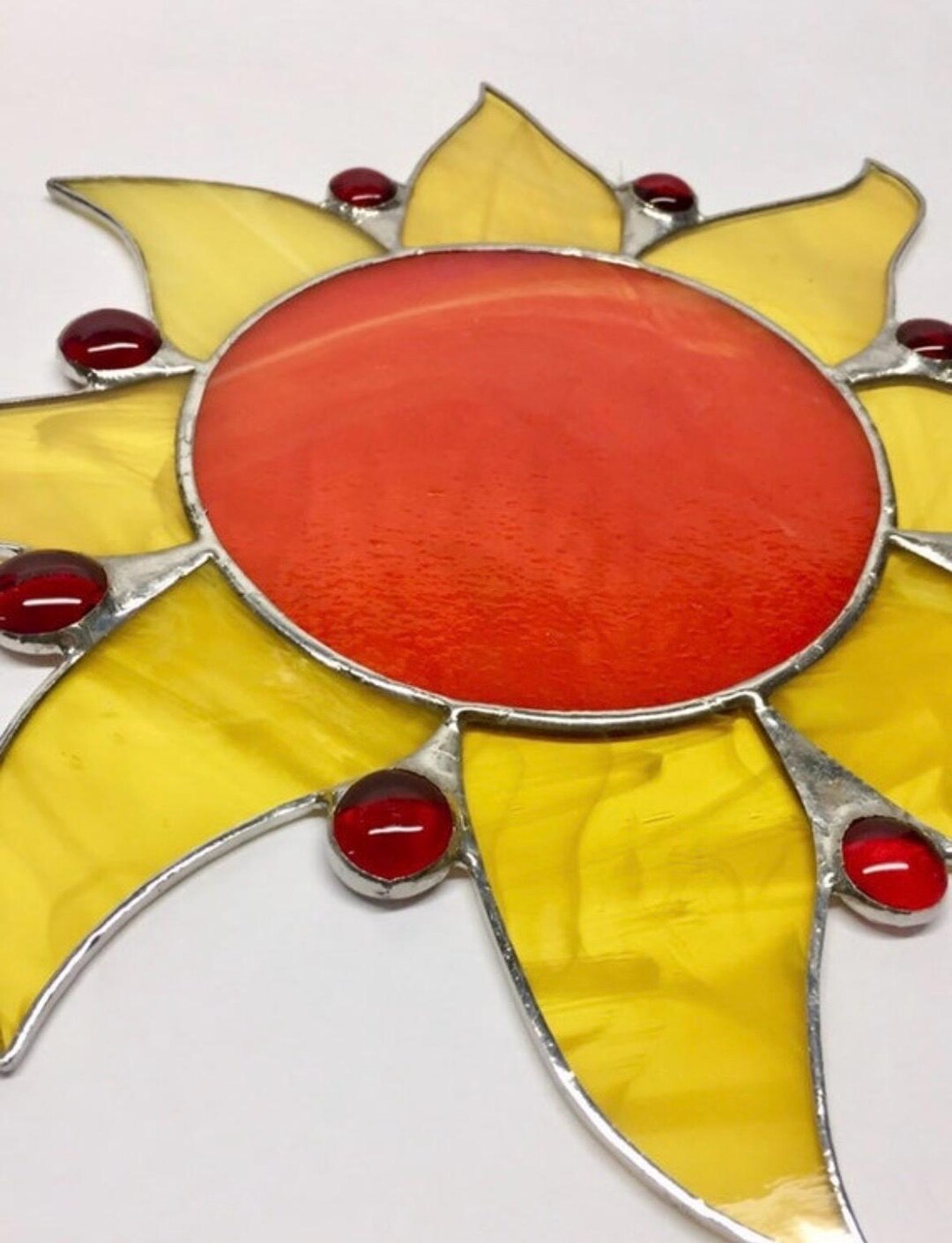 Sun Fire Stained Glass Sun Catcher - Etsy