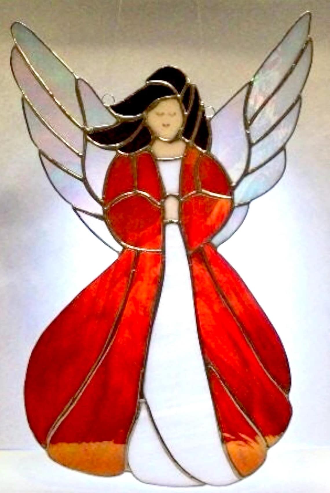 Angel in Red Stained Glass Panel - Etsy